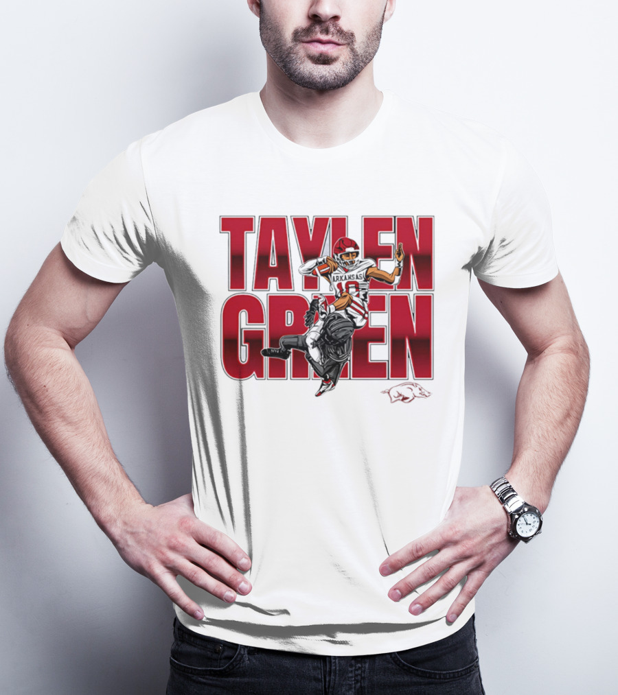 Taylen Green Arkansas Football NCAA Razorbacks Caricature T-Shirt