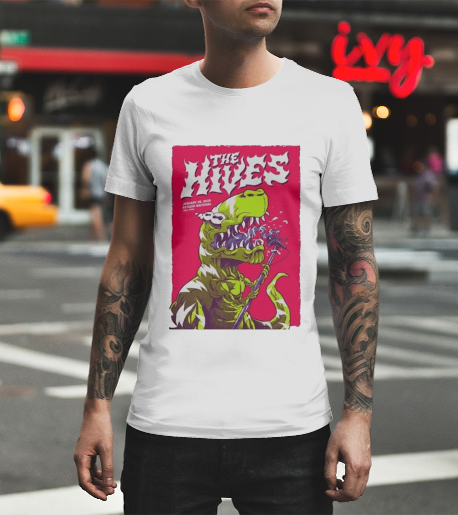 The Hives Live In Lima Peru January 25 2026 Estadio Nacional Dinosaur T-Shirt