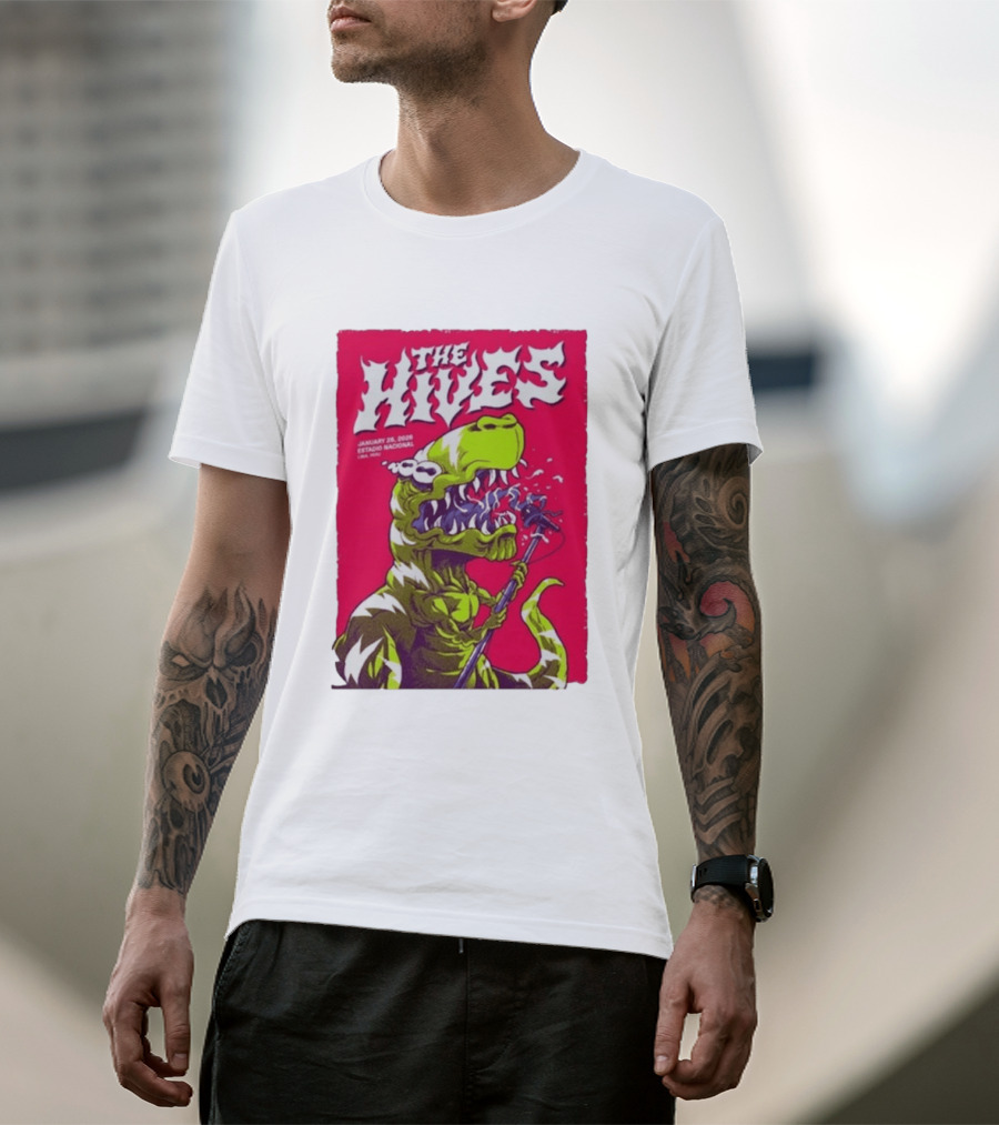 The Hives Live In Lima Peru January 25 2026 Estadio Nacional Dinosaur T-Shirt