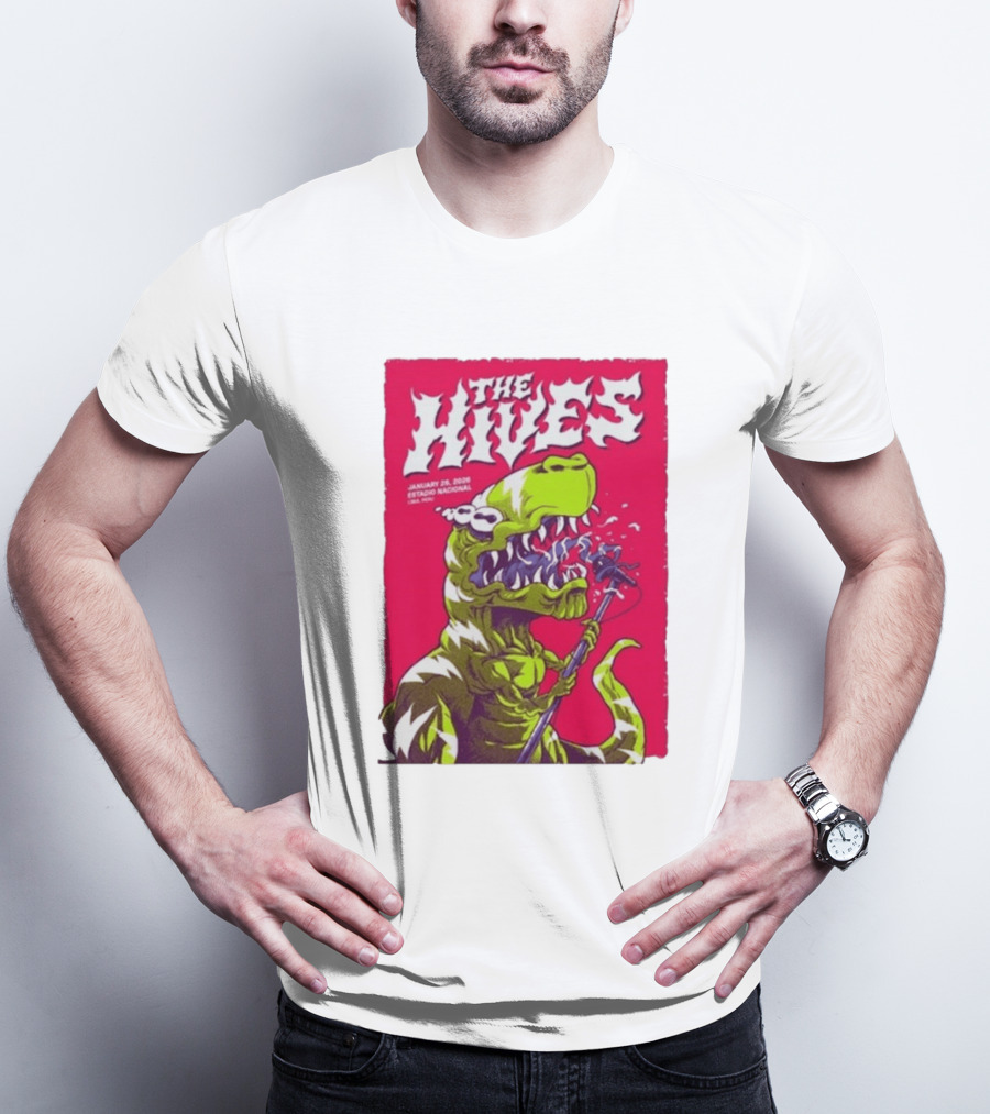 The Hives Live In Lima Peru January 25 2026 Estadio Nacional Dinosaur T-Shirt