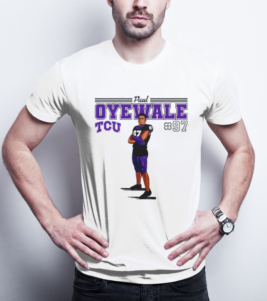 Paul Oyewale TCU Football NCAA #97 Caricature T-Shirt