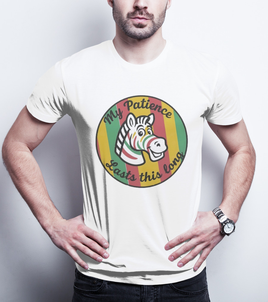 Zebra My Patience Lasts This Long Striped Cartoon T-Shirt