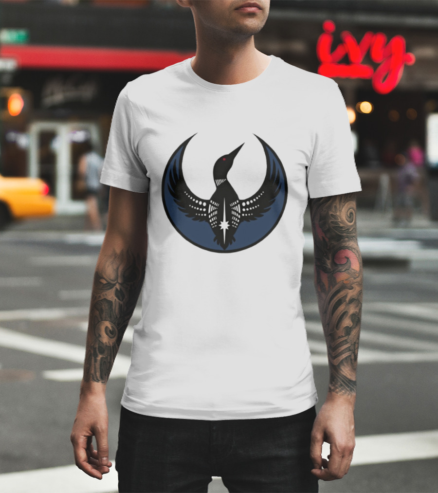 Minnesota Loon Bird Resist Ice Dark Circle Wings T-Shirt