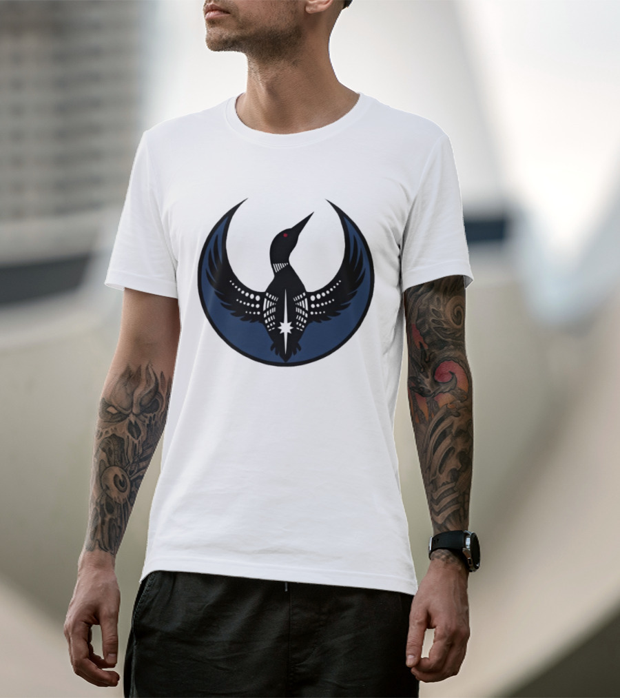 Minnesota Loon Bird Resist Ice Dark Circle Wings T-Shirt