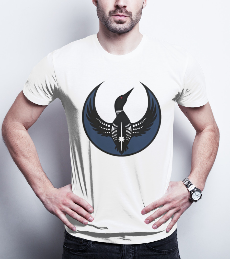 Minnesota Loon Bird Resist Ice Dark Circle Wings T-Shirt