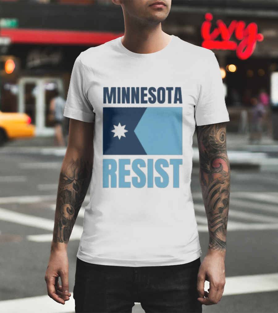 MINNESOTA RESIST Star Flag Blue Rectangle T-Shirt