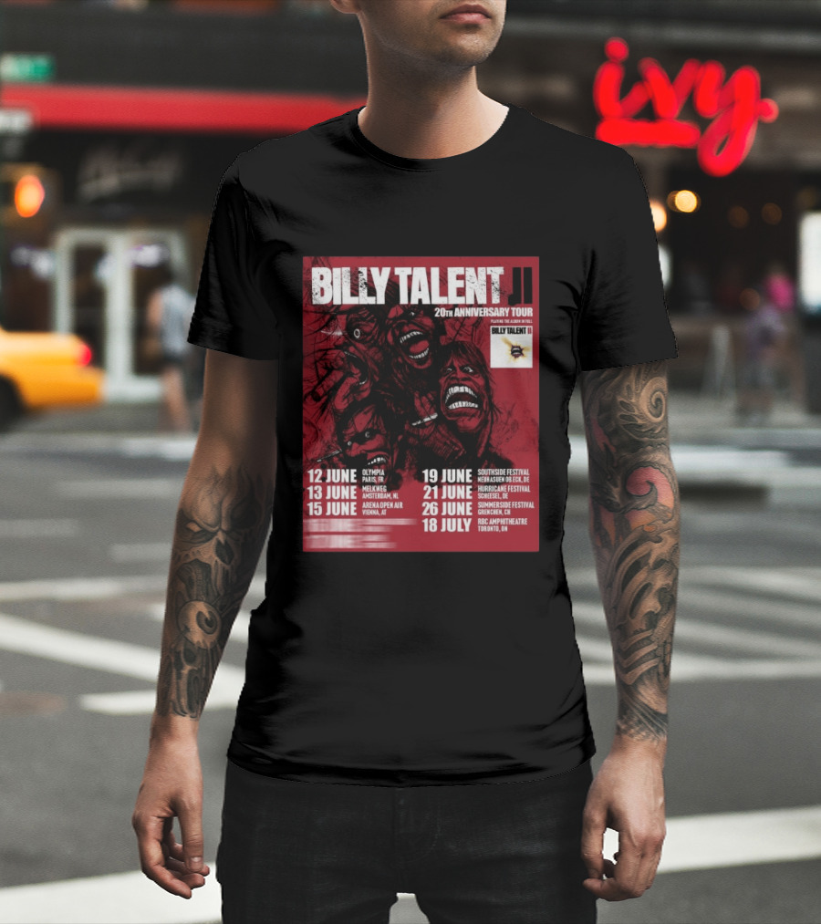 Billy Talent 20th Anniversary Tour Dates Europe Canada 2023 T-Shirt