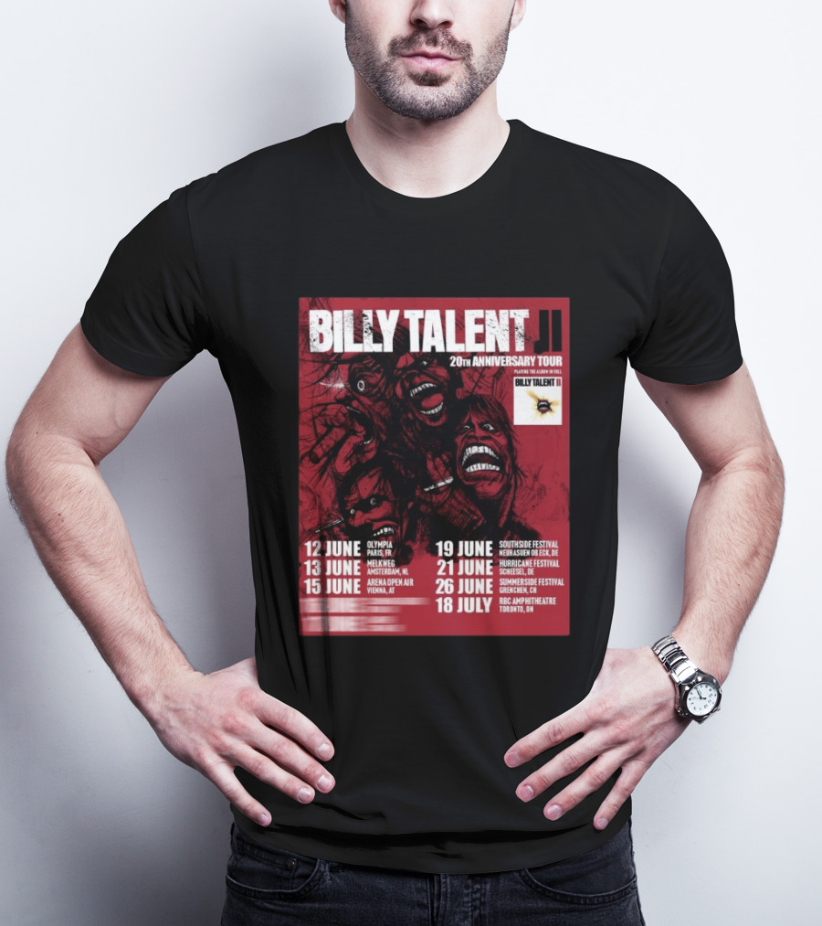 Billy Talent 20th Anniversary Tour Dates Europe Canada 2023 T-Shirt
