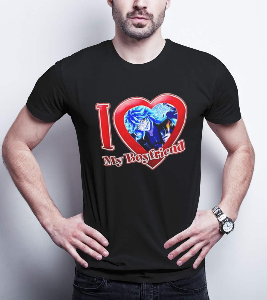 I Love My Boyfriend Anime Character In Heart T-Shirt
