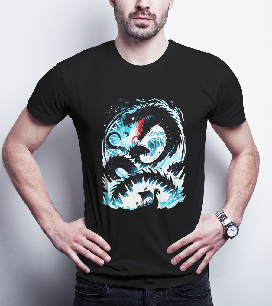 Jörmungandr World Serpent Norse Mythology Viking Ship Ocean Waves T-Shirt