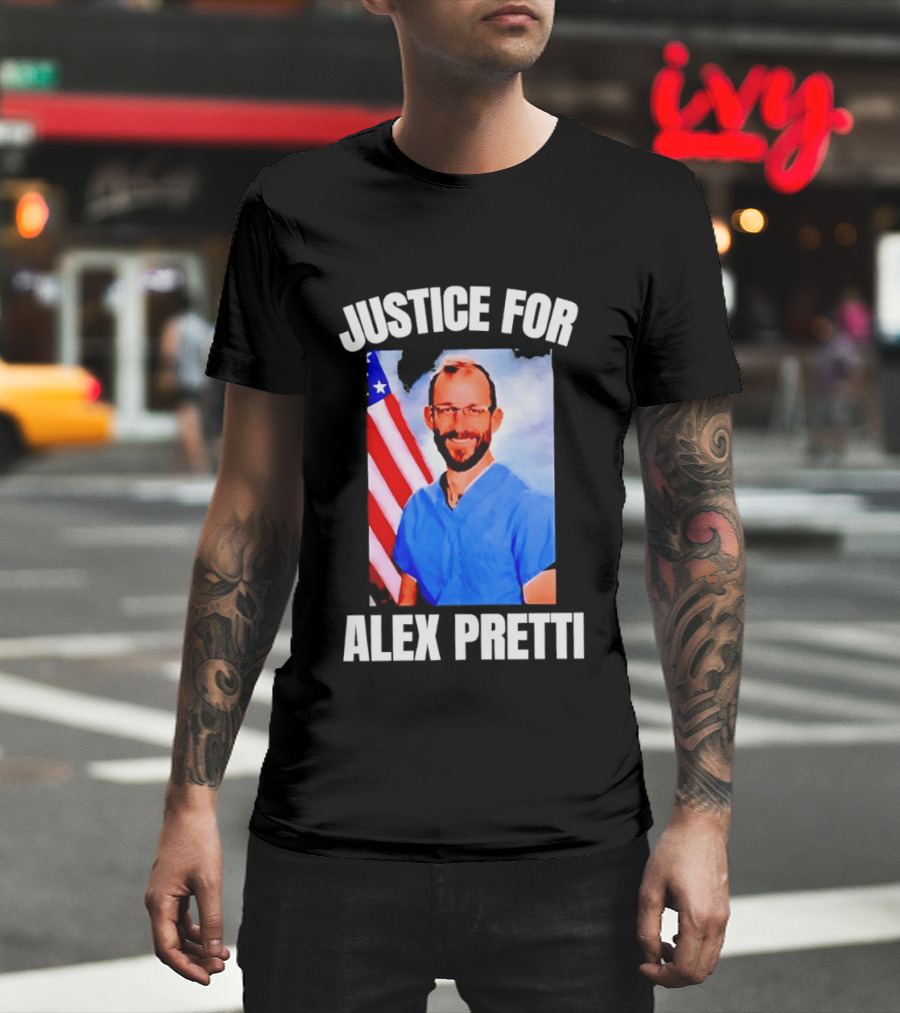 Justice For Alex Pretti American Flag T-Shirt