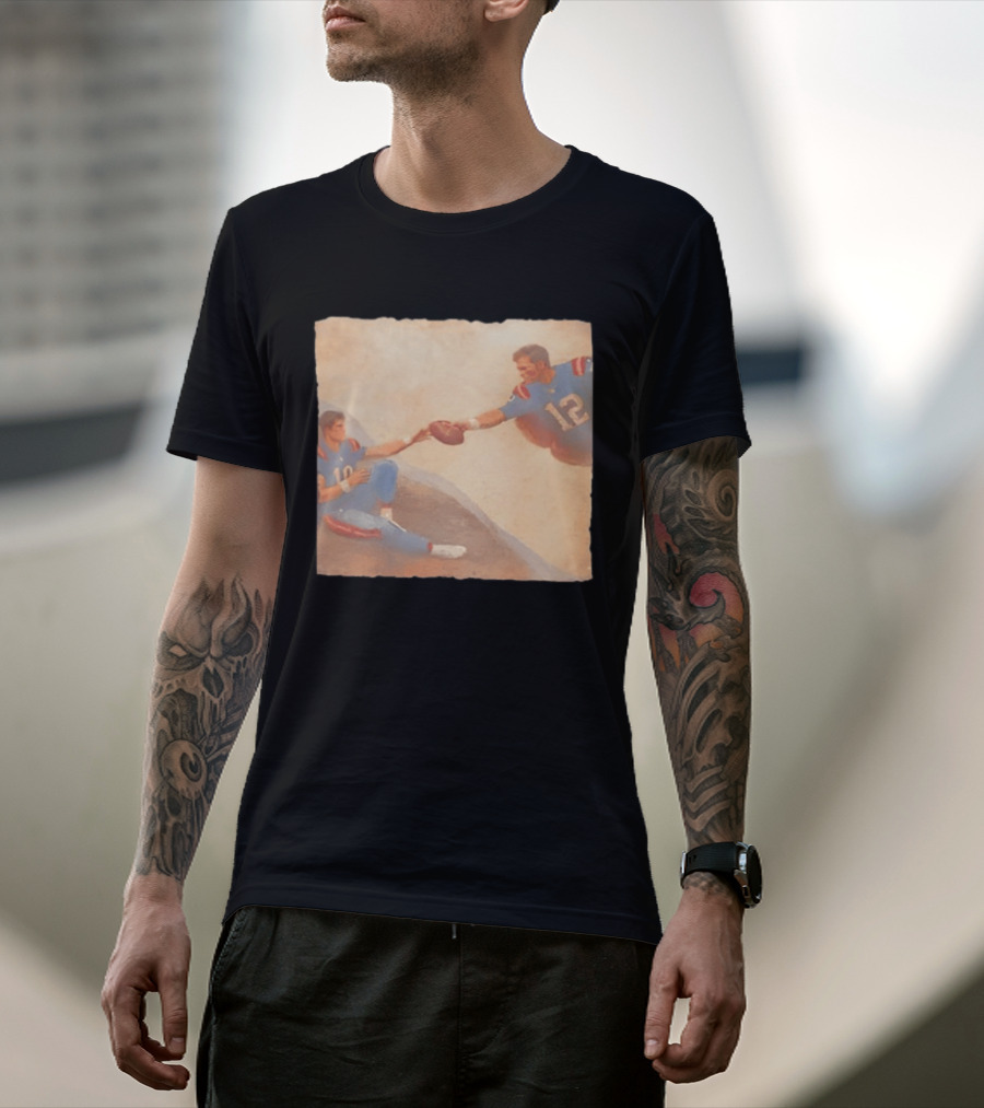 The Creation Of Tom Brady Passing Football To Drake Maye T-Shirt