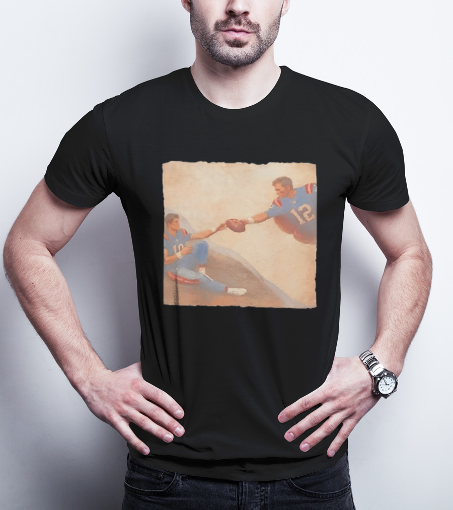 The Creation Of Tom Brady Passing Football To Drake Maye T-Shirt