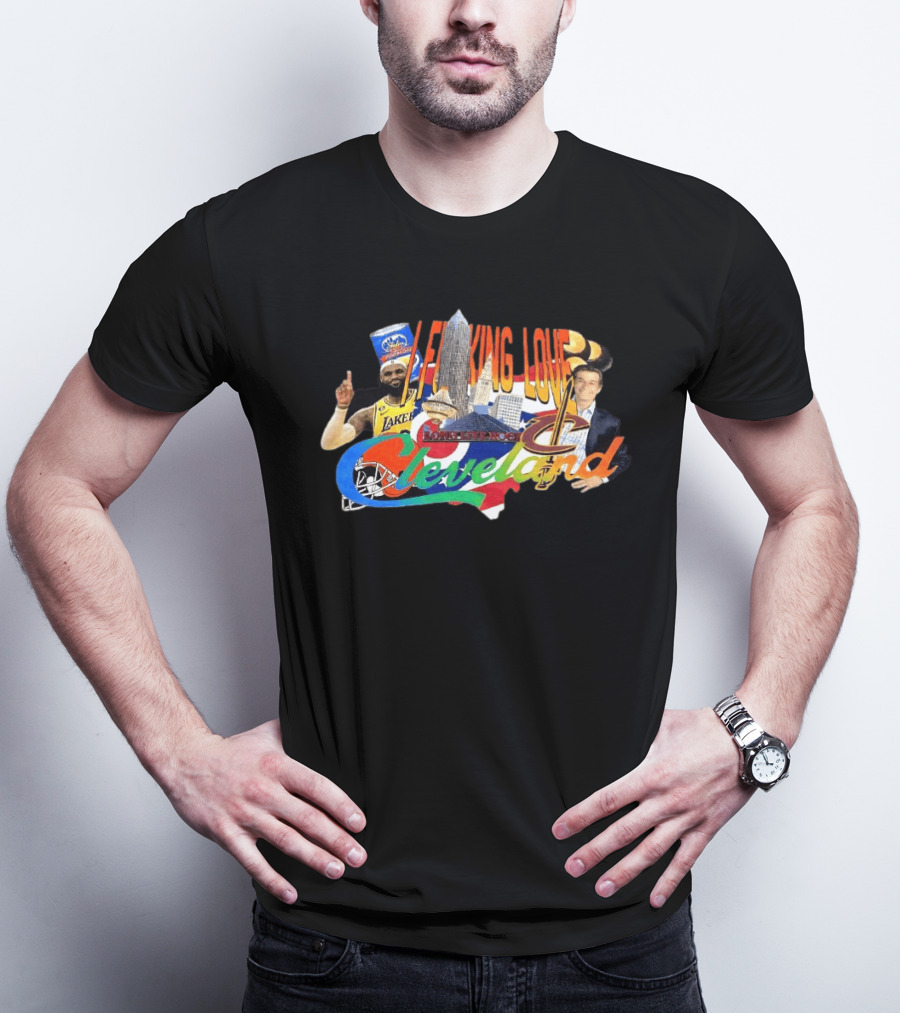 LeBron James I F***ing Love Cleveland Skyline Lakers Basketball T-Shirt