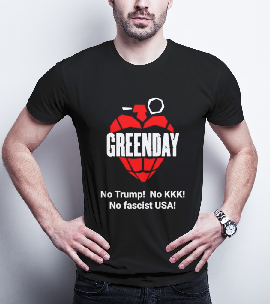 Green Day No Trump No KKK No Fascist USA Grenade Heart T-Shirt