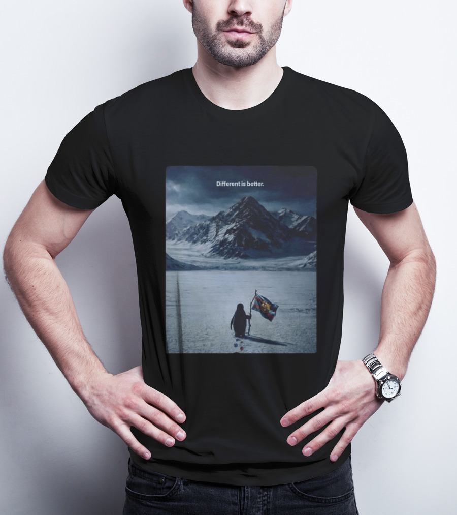 Barcelona Nihilist Penguin Different Is Better Flag Mountain Scene T-Shirt
