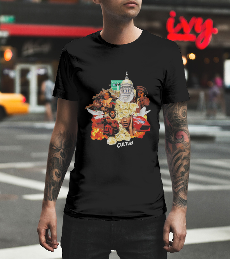 Bravado Migos Culture Album Cover Atlanta Capitol Roses Collage T-Shirt