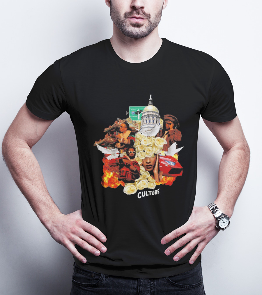 Bravado Migos Culture Album Cover Atlanta Capitol Roses Collage T-Shirt