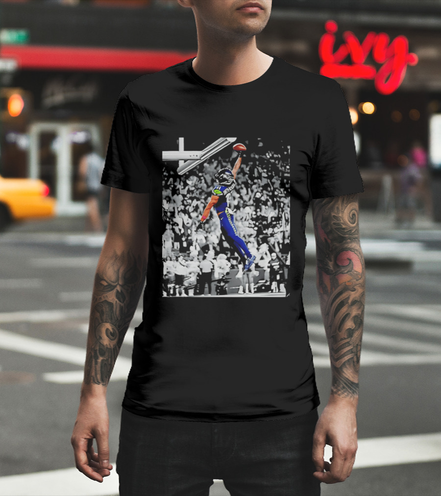Jaxon Smith Njigba Seattle Seahawks Jumping Football Catch Legend T-Shirt