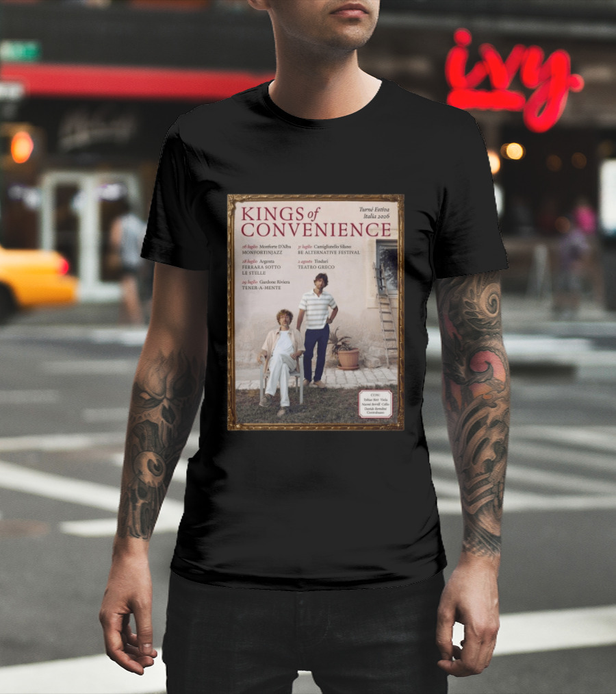 Kings Of Convenience Turne Estiva Italia 2026 Monfortinjazz Ferrara Tener A Mente Teatro Greco Festival T-Shirt
