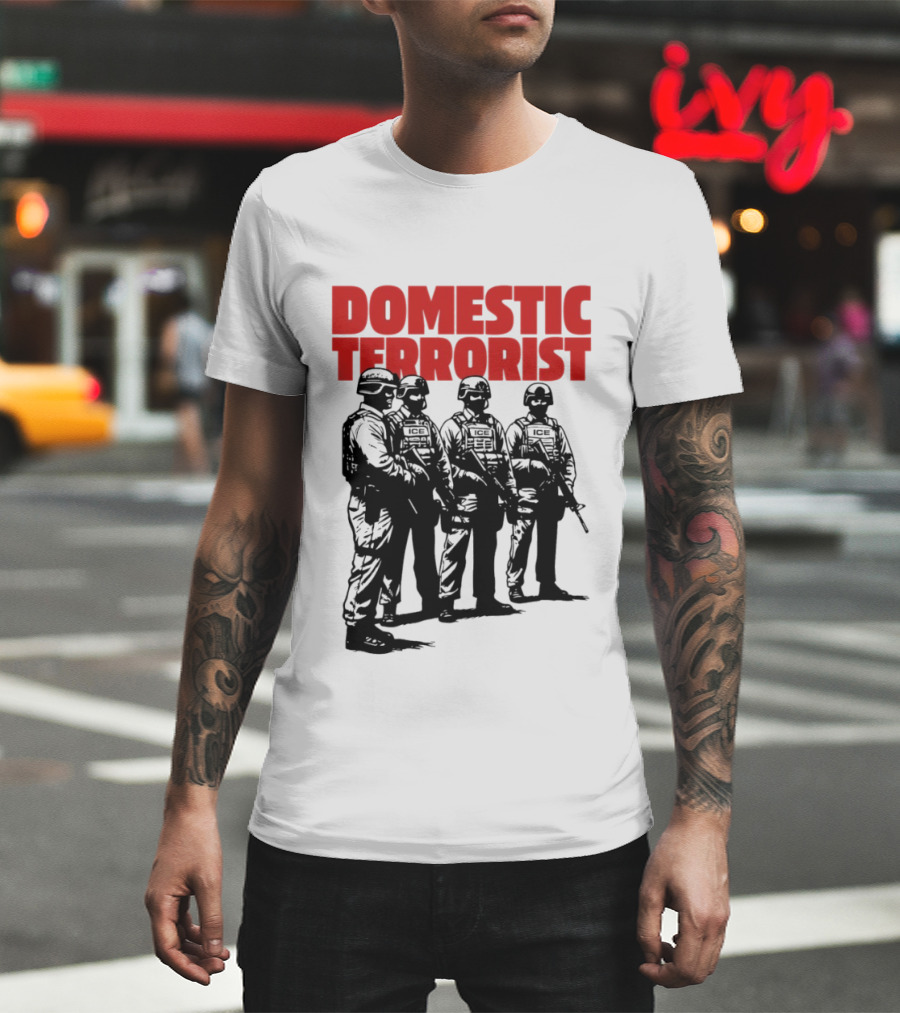Domestic Terrorist Abolish ICE Tactical Units Silhouette Protest T-Shirt