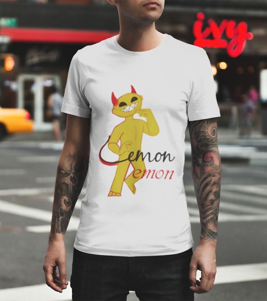 Demon Heavy Blend Lemon Demon Red Horns Yellow T-Shirt