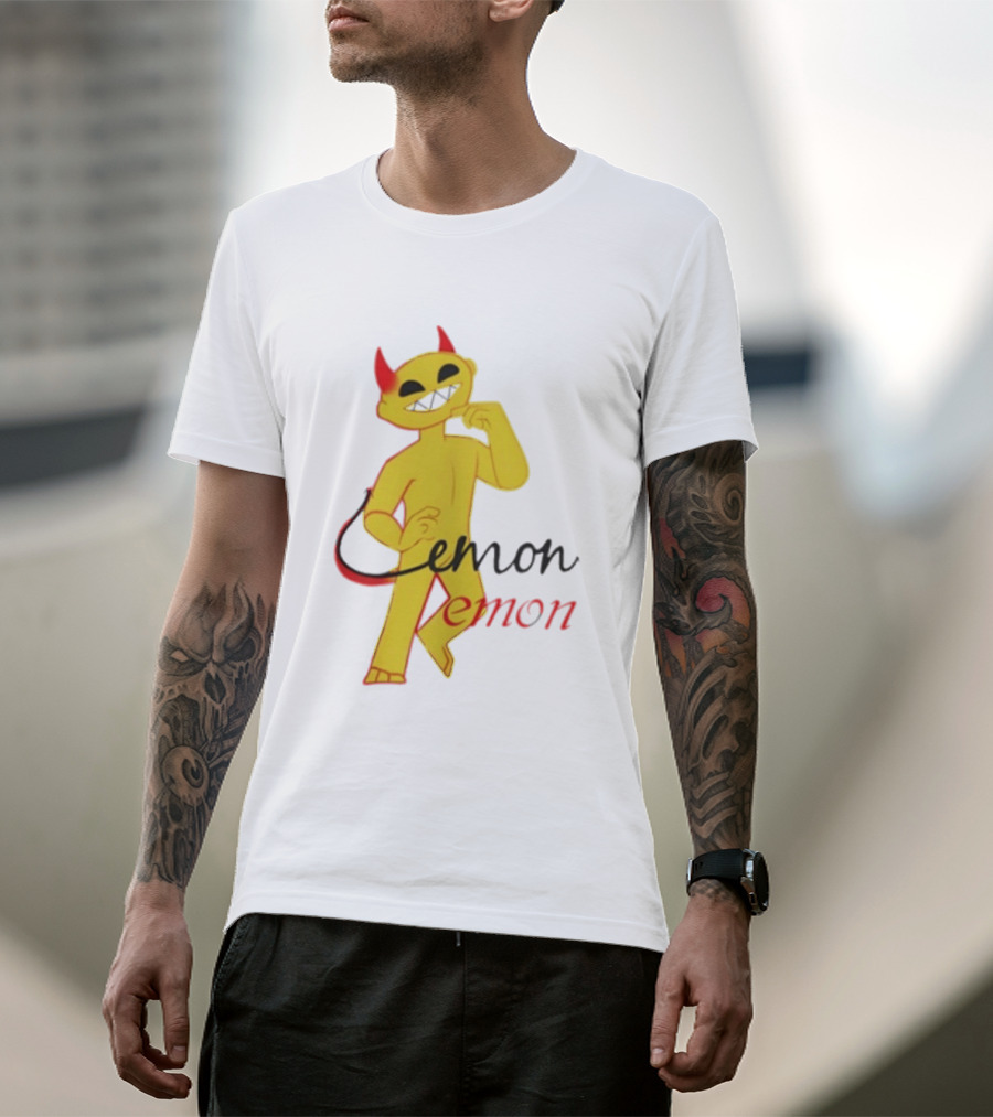 Demon Heavy Blend Lemon Demon Red Horns Yellow T-Shirt