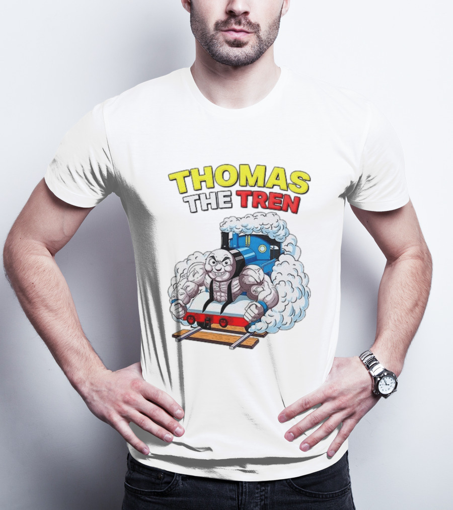 THOMAS THE TREN Cartoon Muscular Engine Puffing Steam T-Shirt