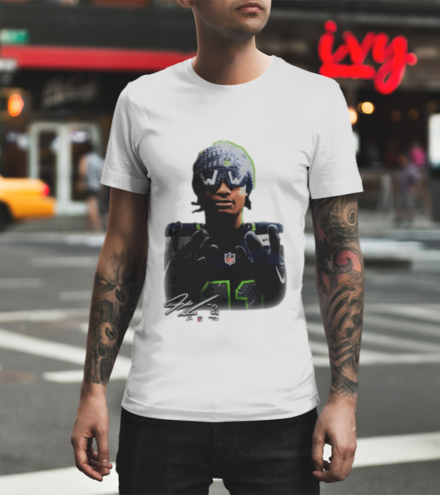 Jaxon Smith Njigba Seattle Seahawks Beanie Bling WW Sunglasses NFL Player Signature T-Shirt