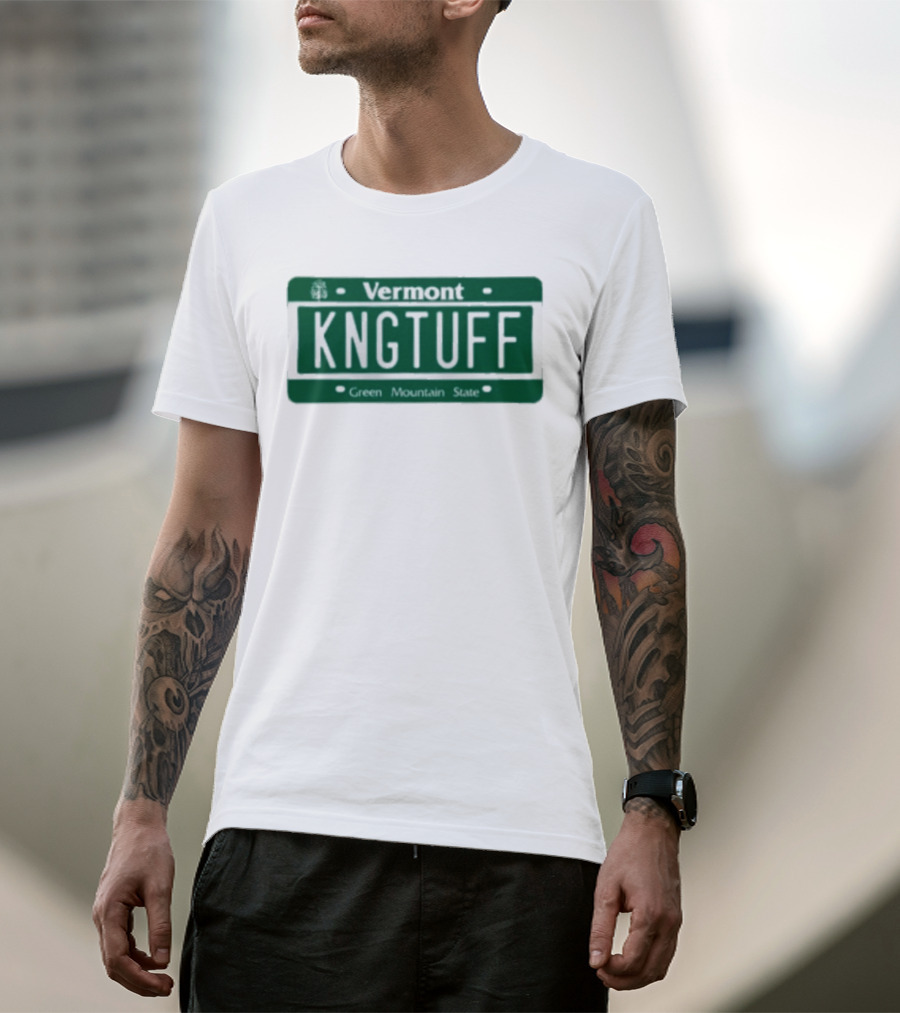 Vermont Kngtuff Green Mountain State License Plate T-Shirt