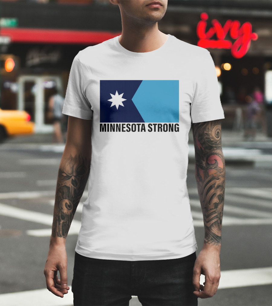 Minnesota Strong Star Icon Blue Rectangular Flag T-Shirt