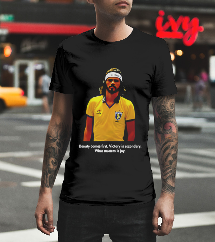 Beauty Comes First Victory Secondary Joy Matters Tennis Player Yellow T-Shirt