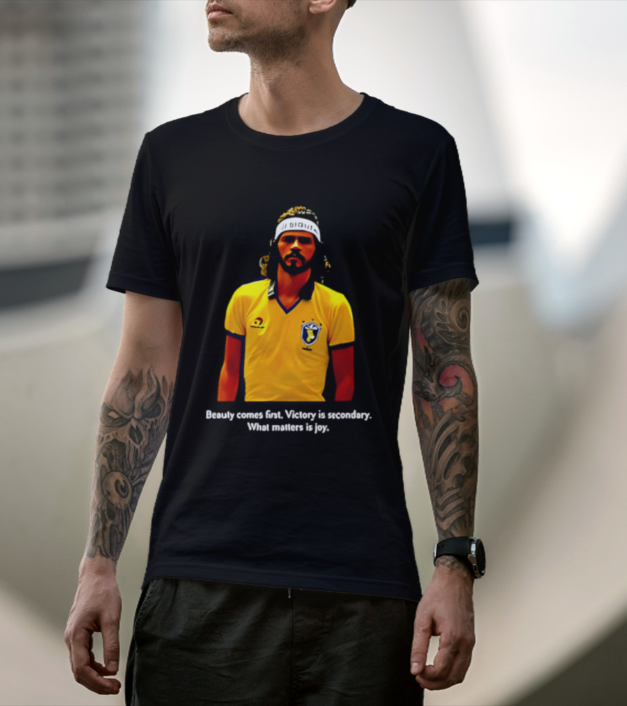 Beauty Comes First Victory Secondary Joy Matters Tennis Player Yellow T-Shirt
