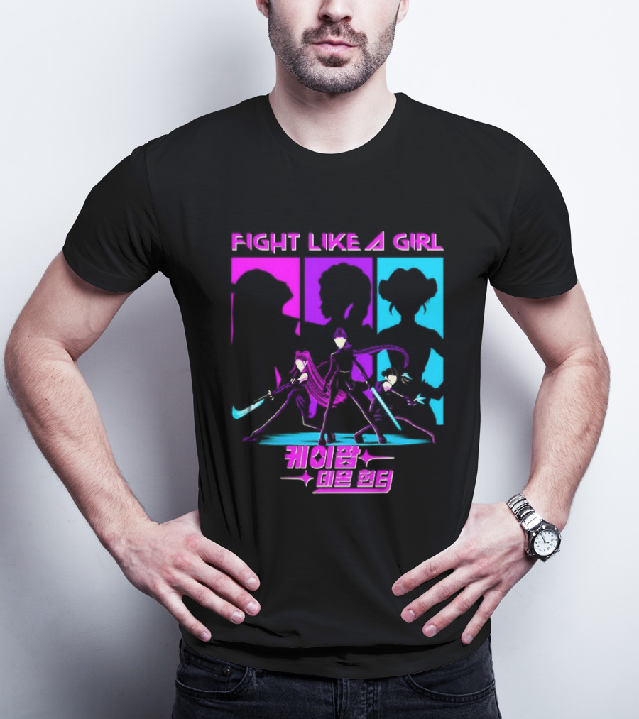 KPop Demon Hunters Fight Like A Girl Korean T-Shirt