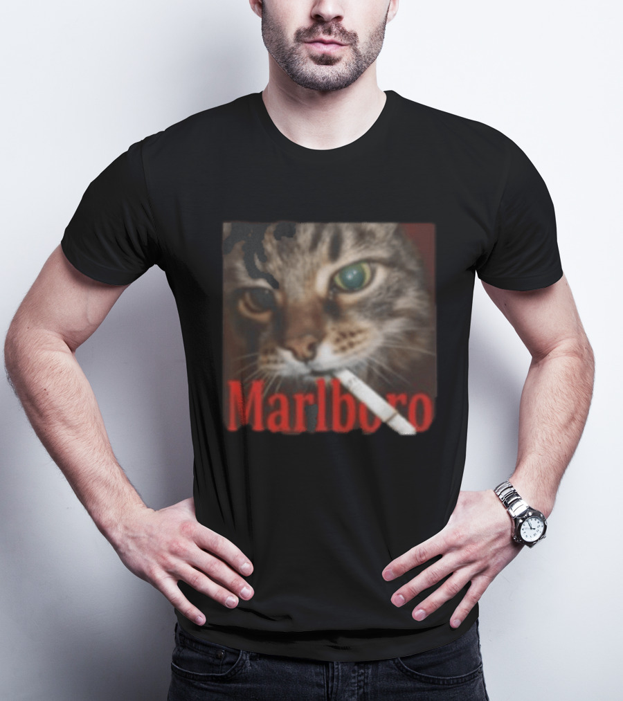 Marlboro Cat Smoking Image T-Shirt