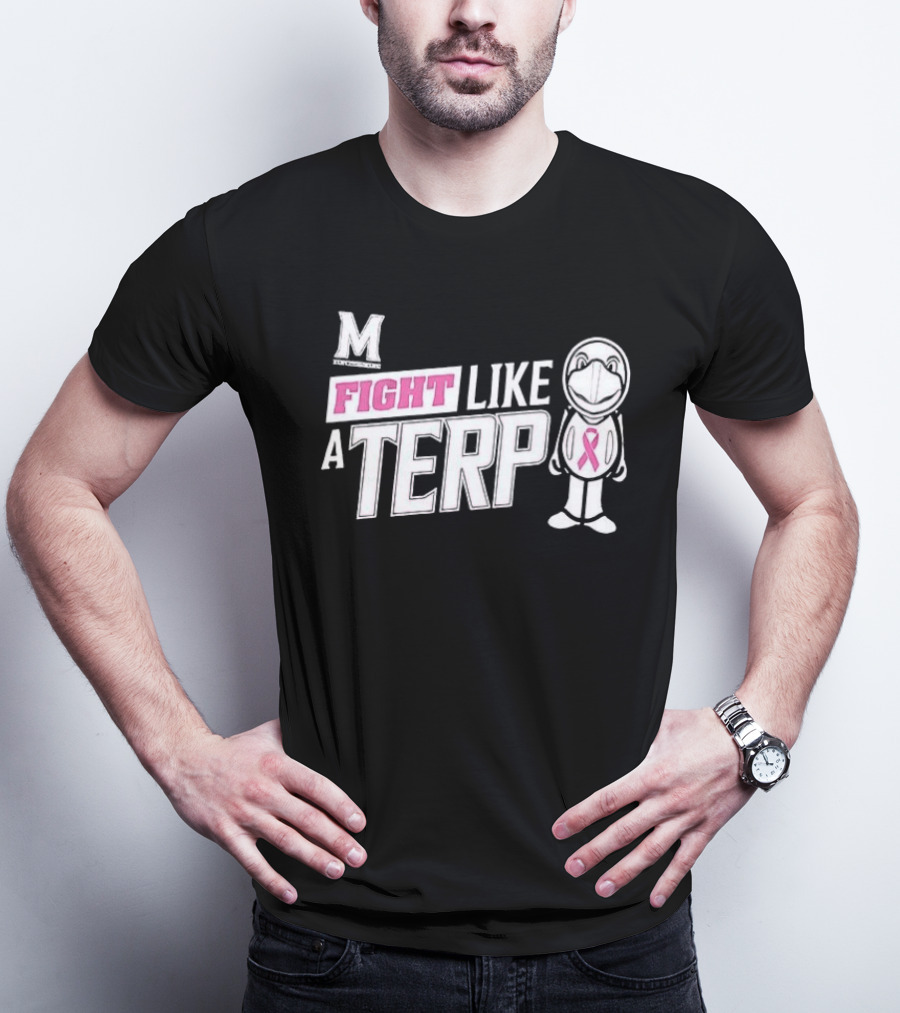 Maryland Terrapins Fight Like A Terp Breast Cancer Awareness Ribbon M T-Shirt