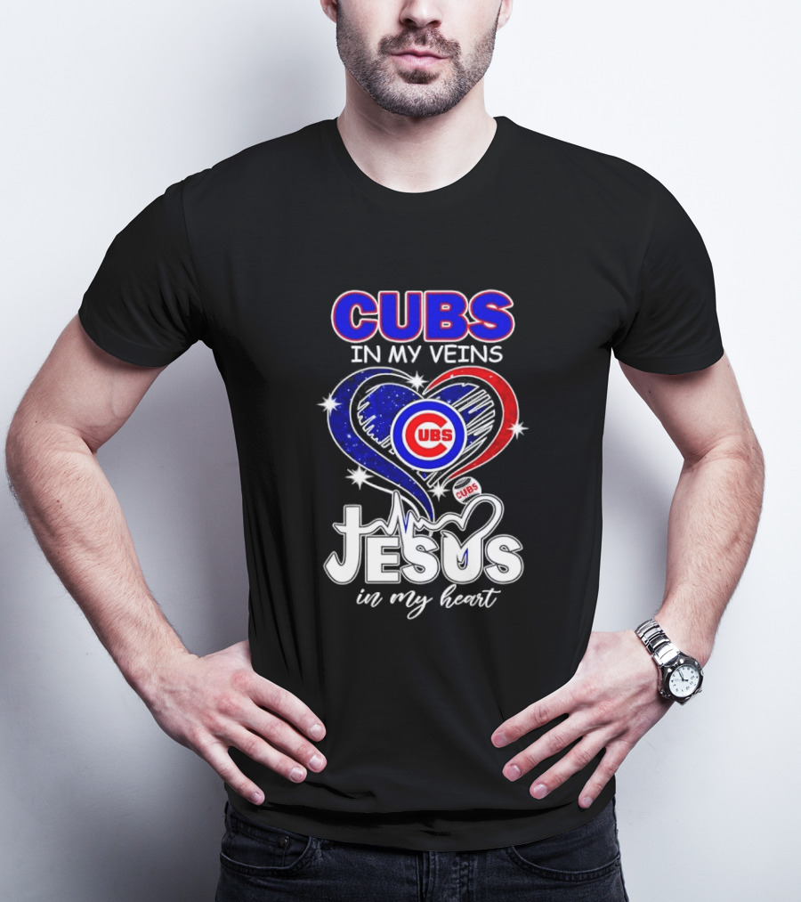 Cubs In My Veins Jesus In My Heart Chicago Baseball Team Faithful T-Shirt