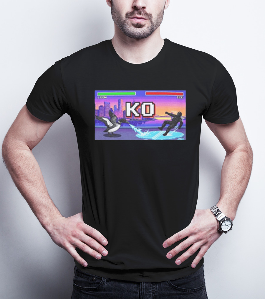 Common Loon Vs ICE KO Minnesota Skyline Anti ICE T-Shirt