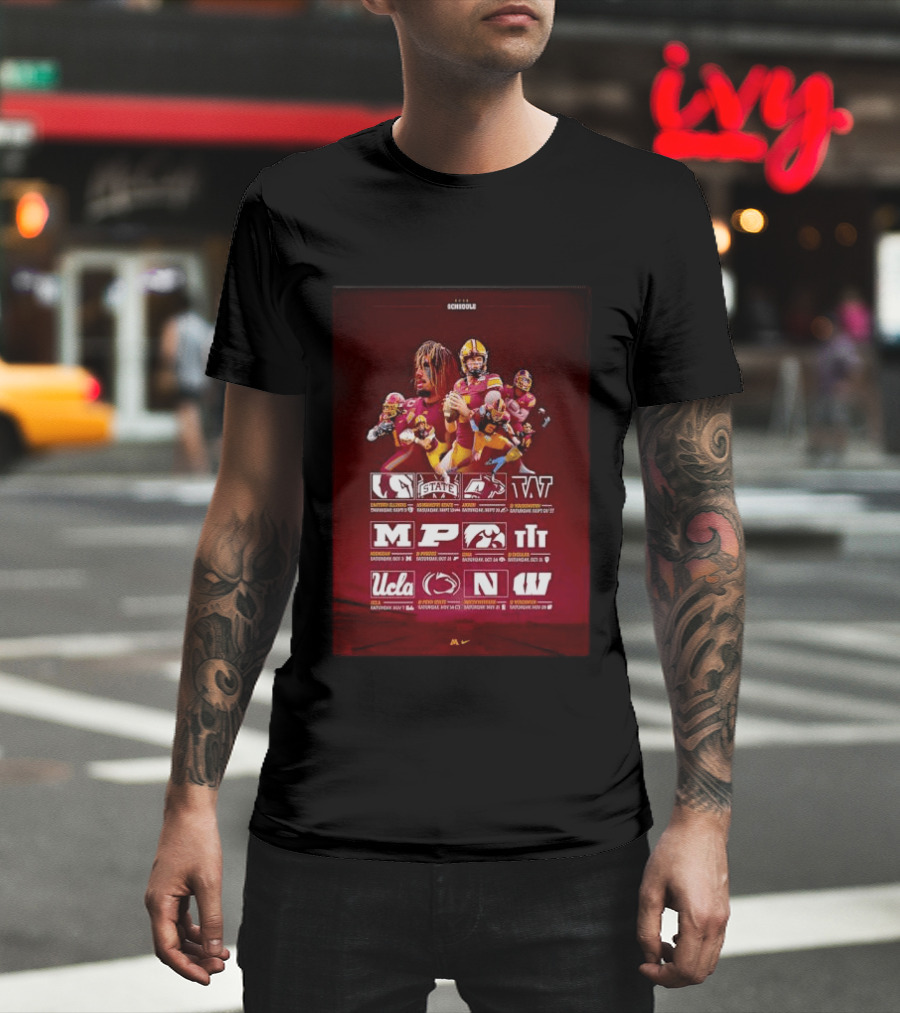 Minnesota Golden Gophers 2026 NCAA Football Schedule Indiana Illinois Purdue Iowa Michigan Northwestern UCLA Penn State T-Shirt