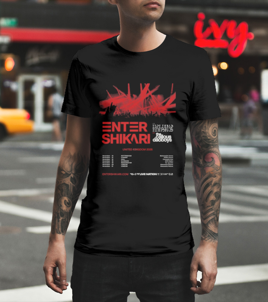 Enter Shikari United Kingdom Tour 2026 Featuring Holding Absence Cody Frost T-Shirt