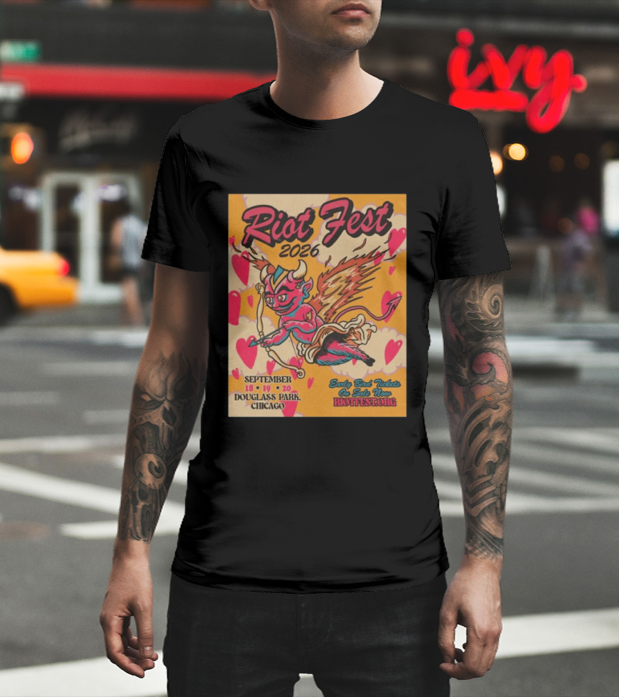 Riot Fest 2026 Douglass Park Chicago Sep 18 19 20 Devil Heart Wings T-Shirt