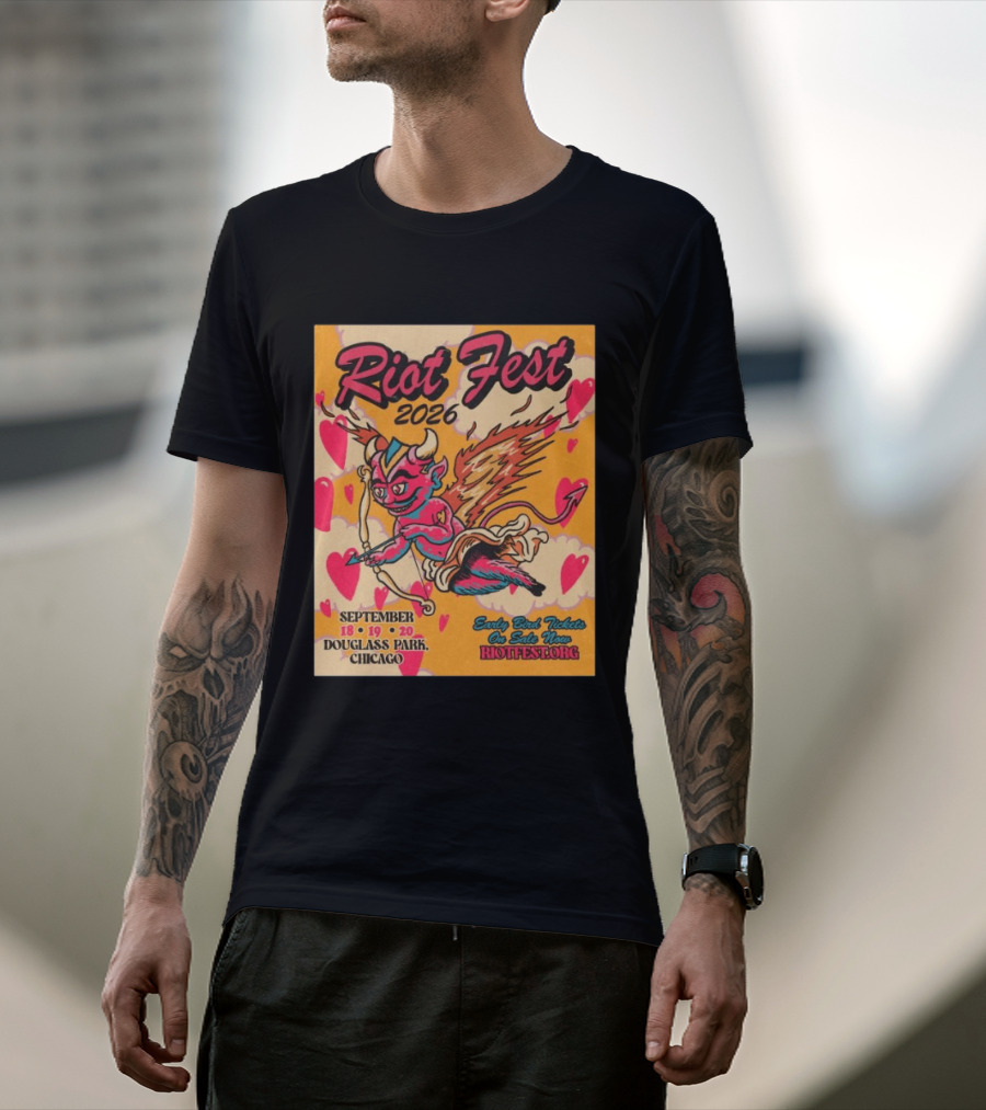 Riot Fest 2026 Douglass Park Chicago Sep 18 19 20 Devil Heart Wings T-Shirt