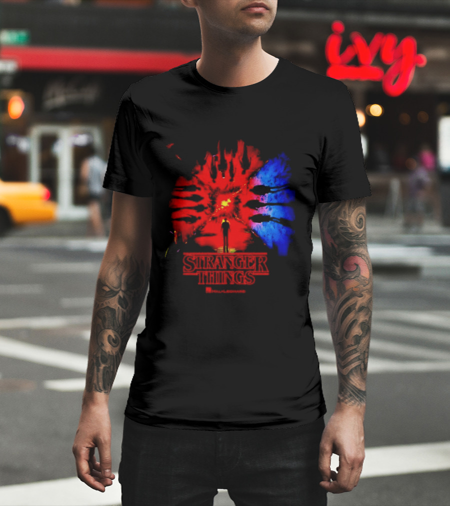 Stranger Things Music From The Netflix Red Blue Monster Burst T-Shirt