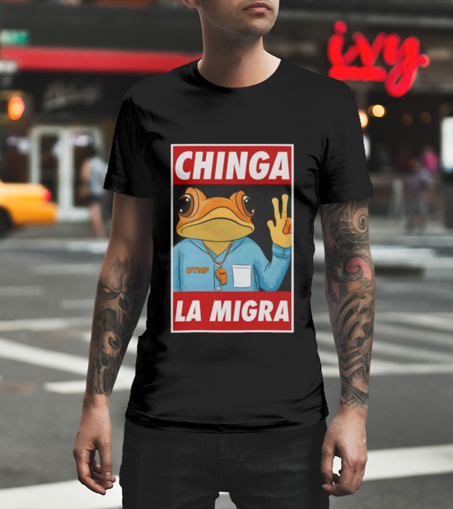 CHINGA LA MIGRA Sapo Concho DTMF Frog Whistle T-Shirt