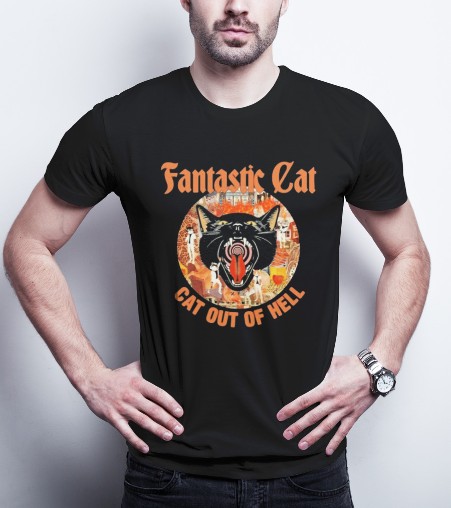 Fantastic Cat Cat Out Of Hell Vintage Rock T-Shirt