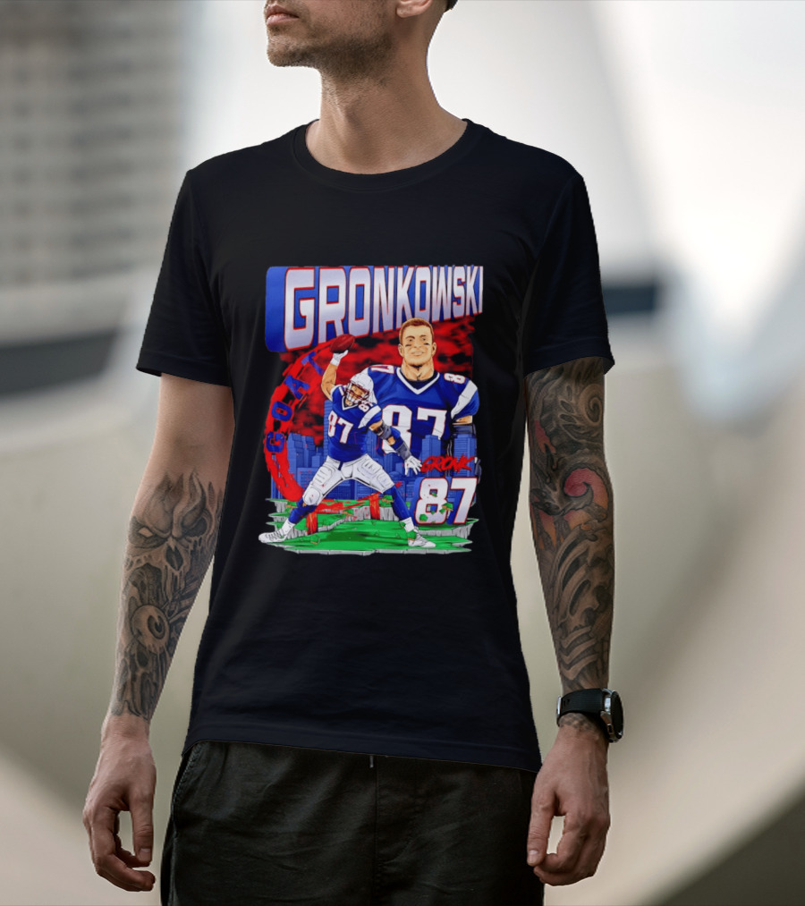 Gronkowski Goat 87 Football Player Tight End Action T-Shirt