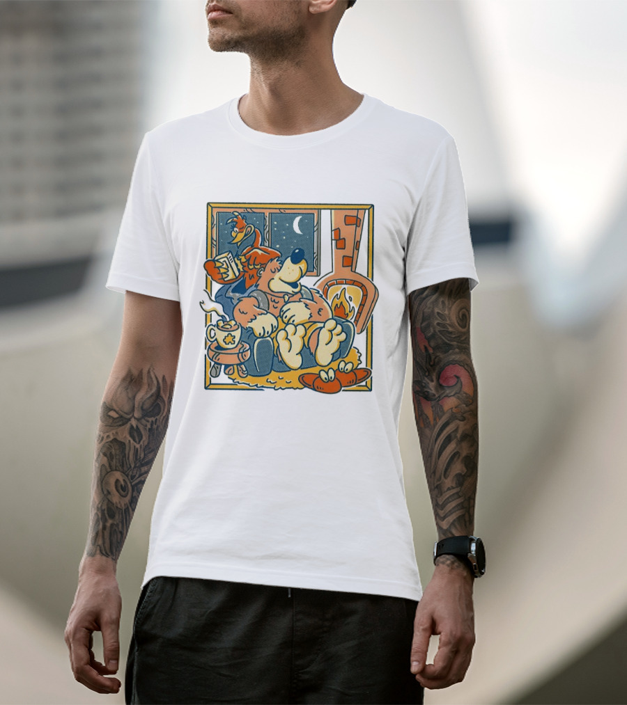 Banjo And Kazooie Cozy Fireplace Retro Gaming Night Moon🌛 T-Shirt
