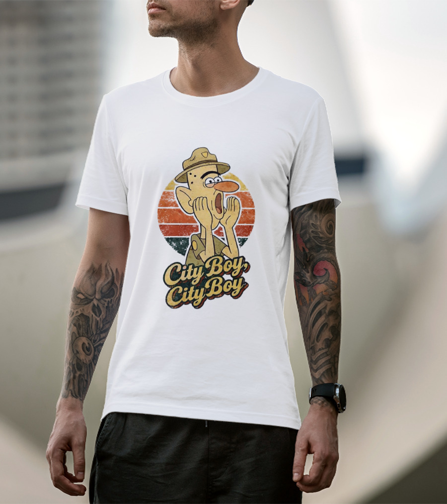 City Boy City Boy Gravity Falls Meme Retro Vintage Cartoon T-Shirt
