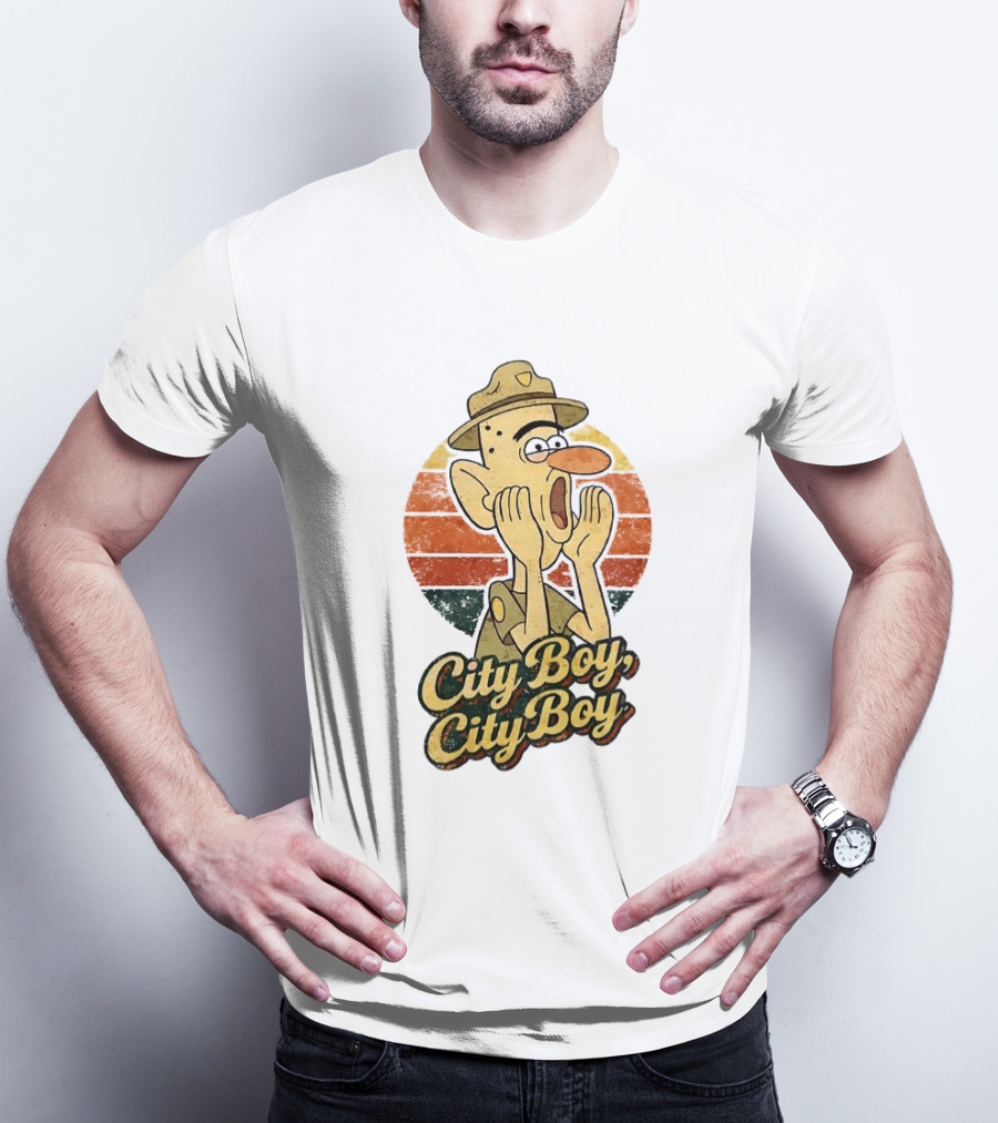 City Boy City Boy Gravity Falls Meme Retro Vintage Cartoon T-Shirt
