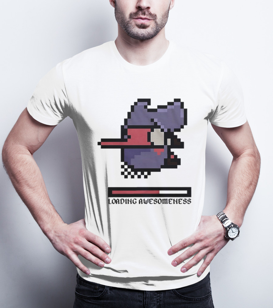 Loading Awesomeness Retro Pixel Character With Progress Bar T-Shirt